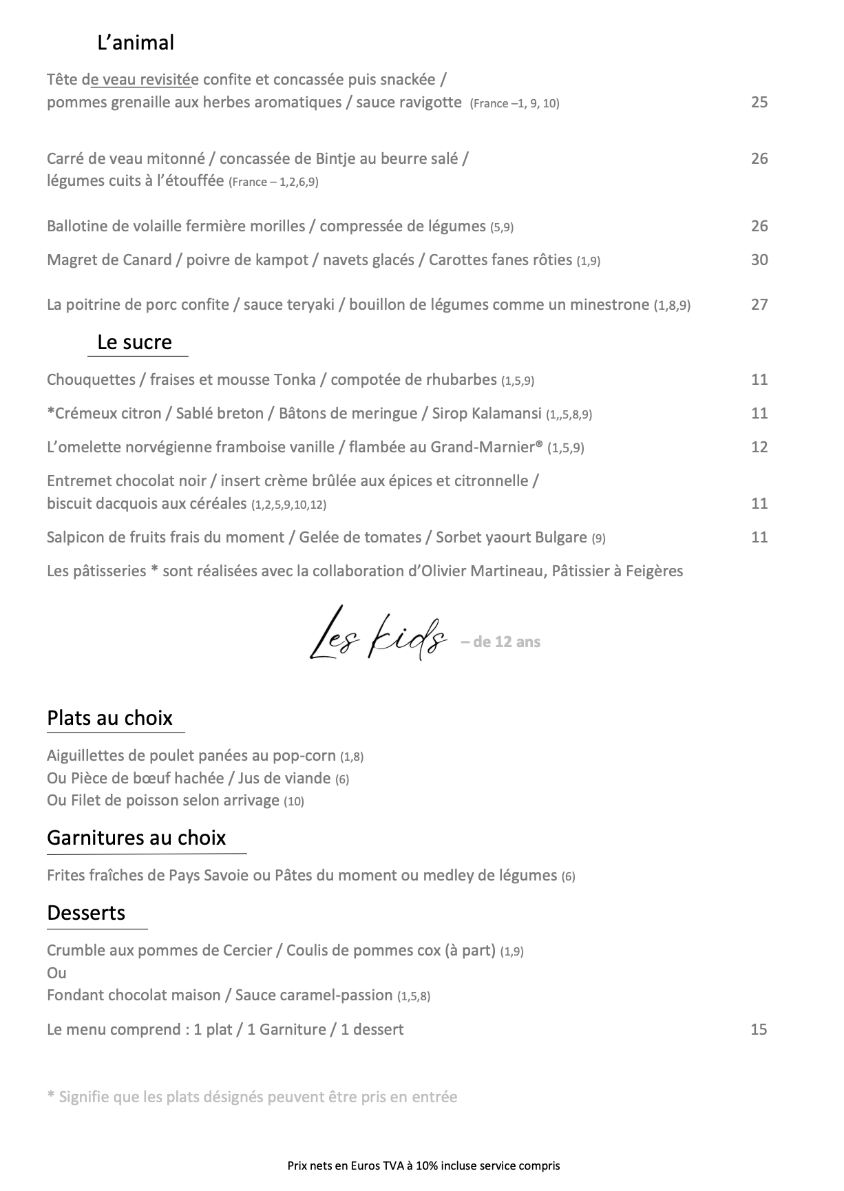 Restaurant - Nouvelle Carte d'Avril-Mai